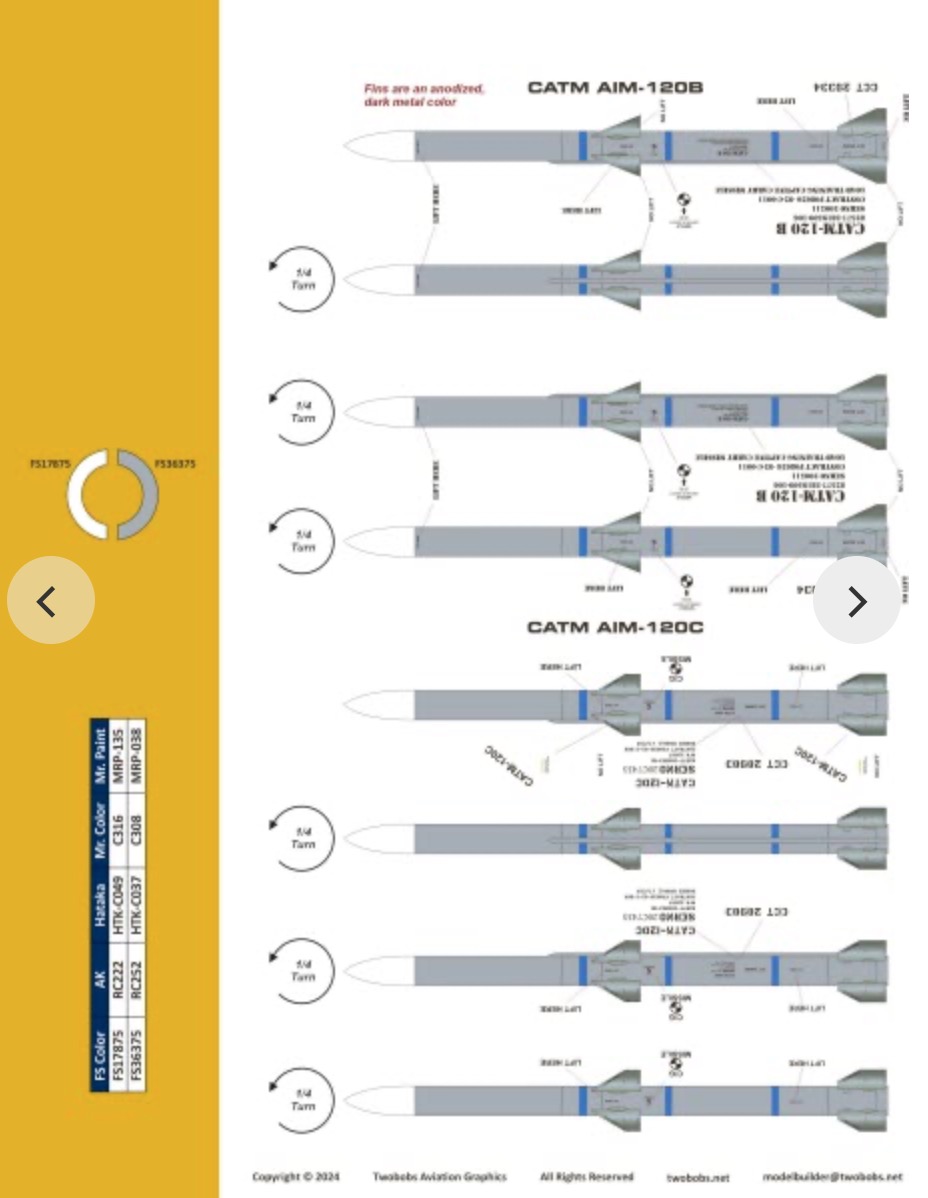 1/32 Markings for CATM AIM-9/AIM-120/ACMI Missiles - 1/32 Flugzeuge Mask & Abziehbilder