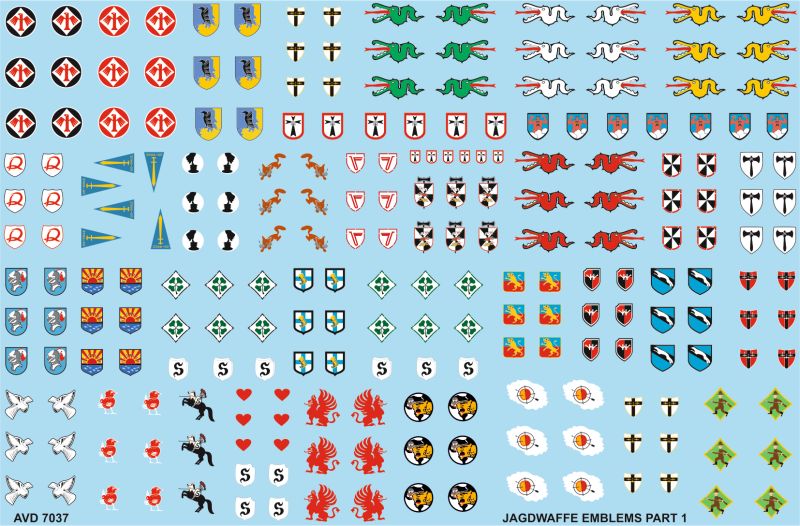 1/72 Luftwaffe Fighter Unit Emblems-Jagdwaffe Pt.1 - 1/72 aircraft decals