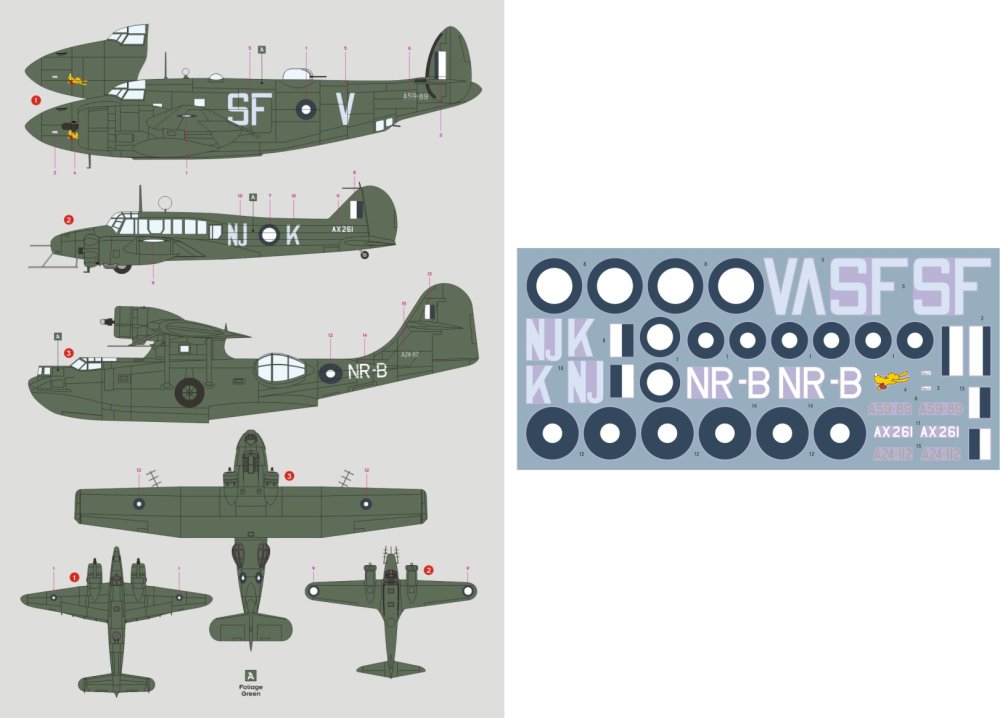 1/48 WWII RAAF Twins Part III 3x camouflages decal - 1/48 Aircraft Mask ...