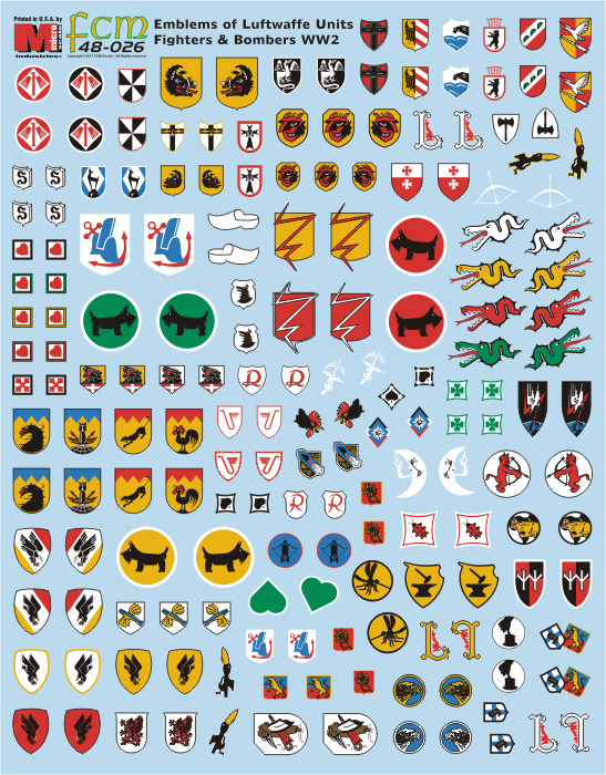 1/48 80 different WWII Luftwaffe Squadron Unit emblems - 1/48 Aircraft ...
