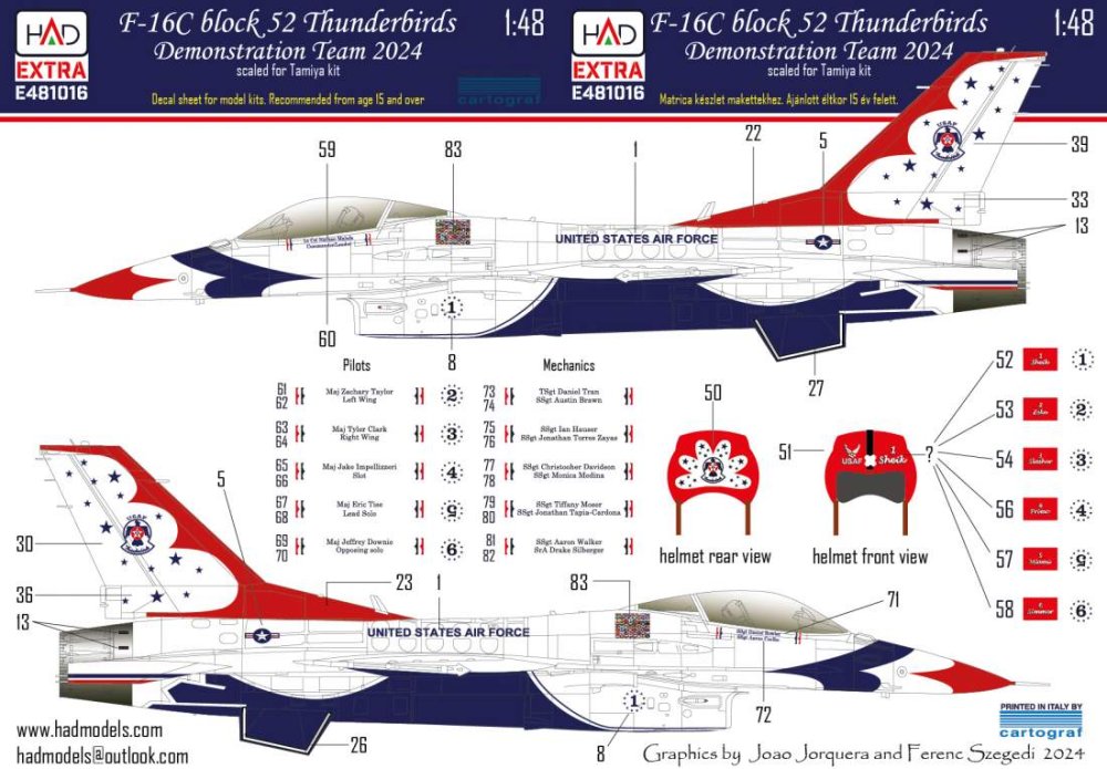 1/48 Decal F-16C bl.52 Thunderbirds Dem.Team 2024 - 1/48 Aircraft Mask & Decals