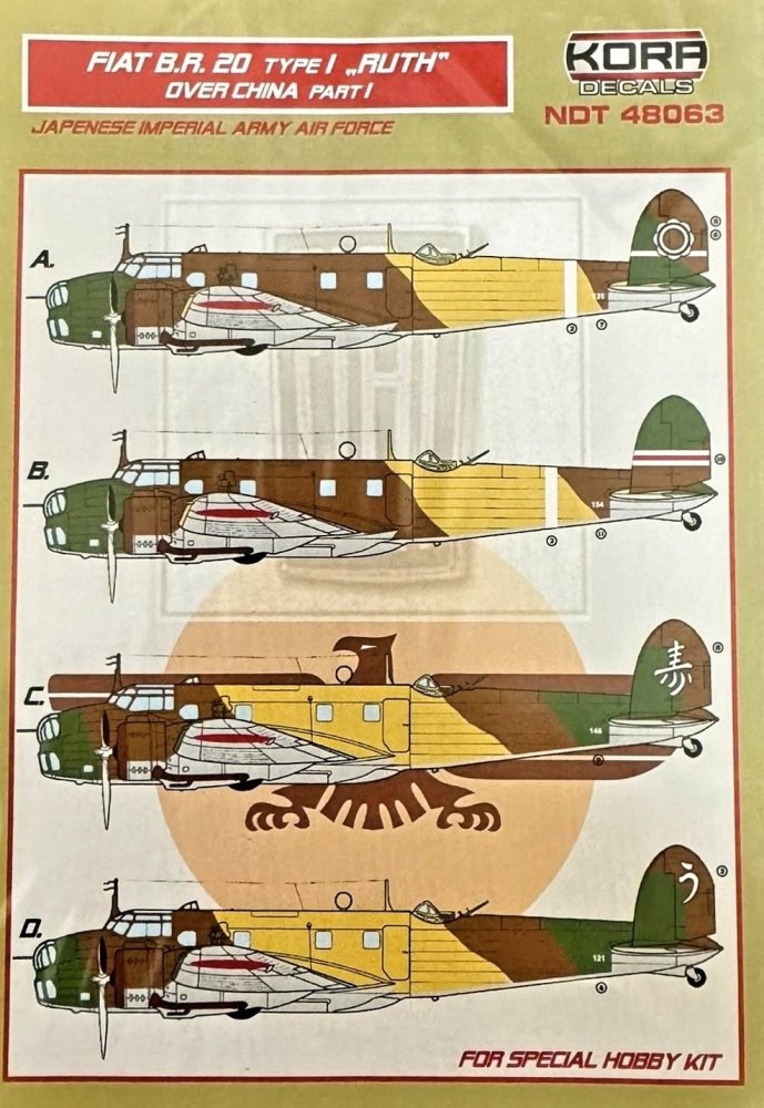 1/48 Decals Fiat BR.20 Ruth over China Part I - 1/48 Aircraft Mask & Decals
