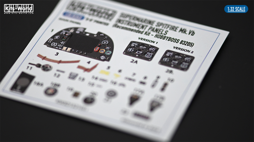 1/32 Full colour Instrument Panel Supermarine Spitfire Mk.V - 1/32 ...