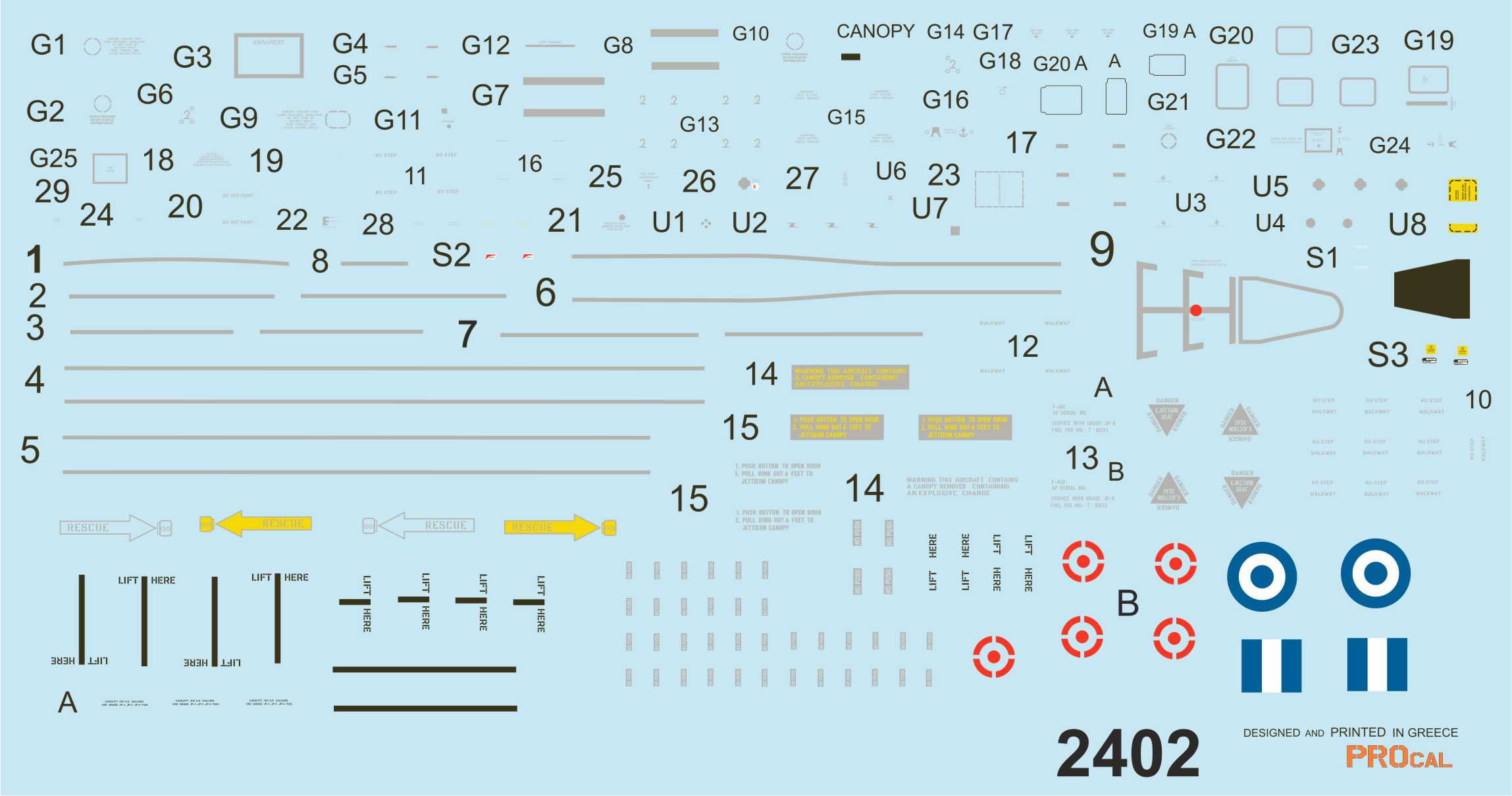 1/72 Greek F-16 Low Visibility Stencils - 1/72 aircraft decals
