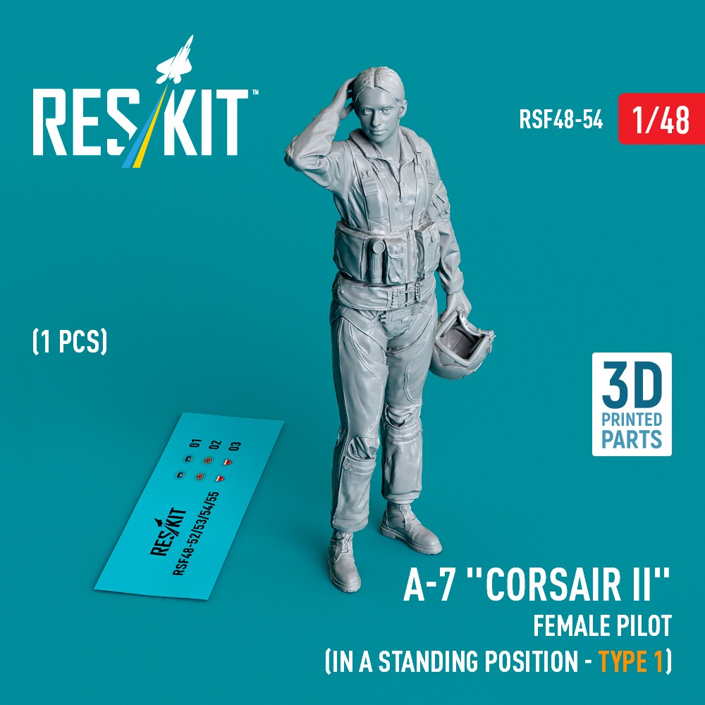 1/48 A-7 Corsair II female pilot stand.posit. 1 - 1/48 Figure resin