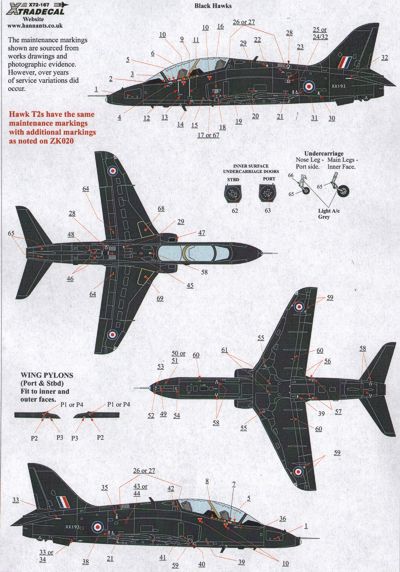 1/72 BAe Hawks in Black (10) Hawk T.1A and Hawk T.2. - 1/72 aircraft decals