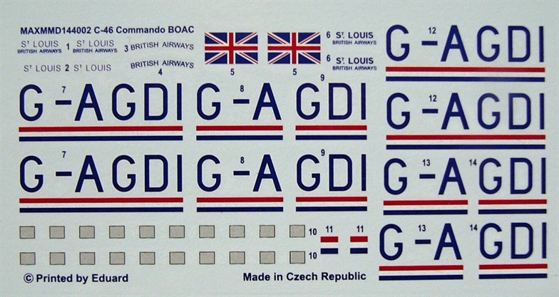 1/144 C-46 Commando BOAC (decals) - Décals et masques avion 1/144