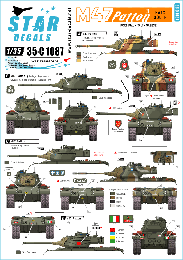 1/35 M47 Patton # 3. NATO South. Portugal, Italy and Greece - Masques ...
