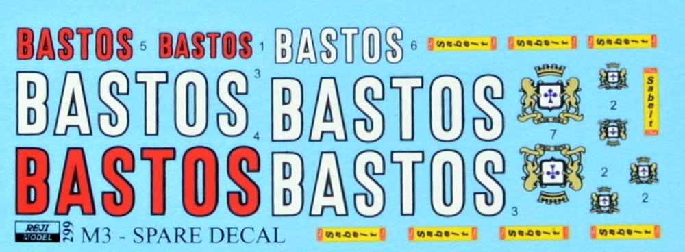 1/24 BASTOS logo M3 Rally Tour De Corse 1989 - 1/24 Décalques et Masques