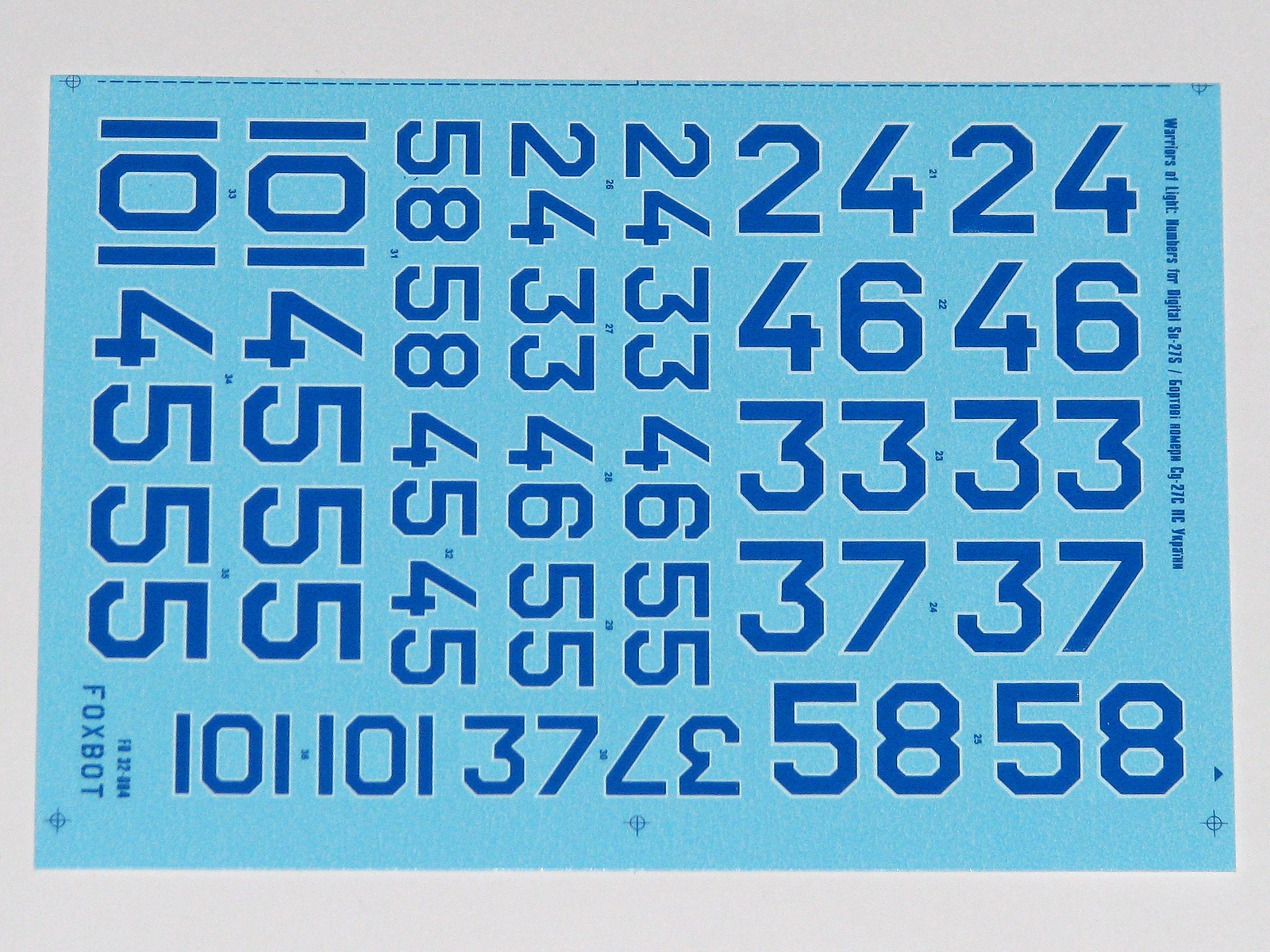 1/32 Digital Sukhoi Su-27S Numbers - Décals et masques avions au 1/32