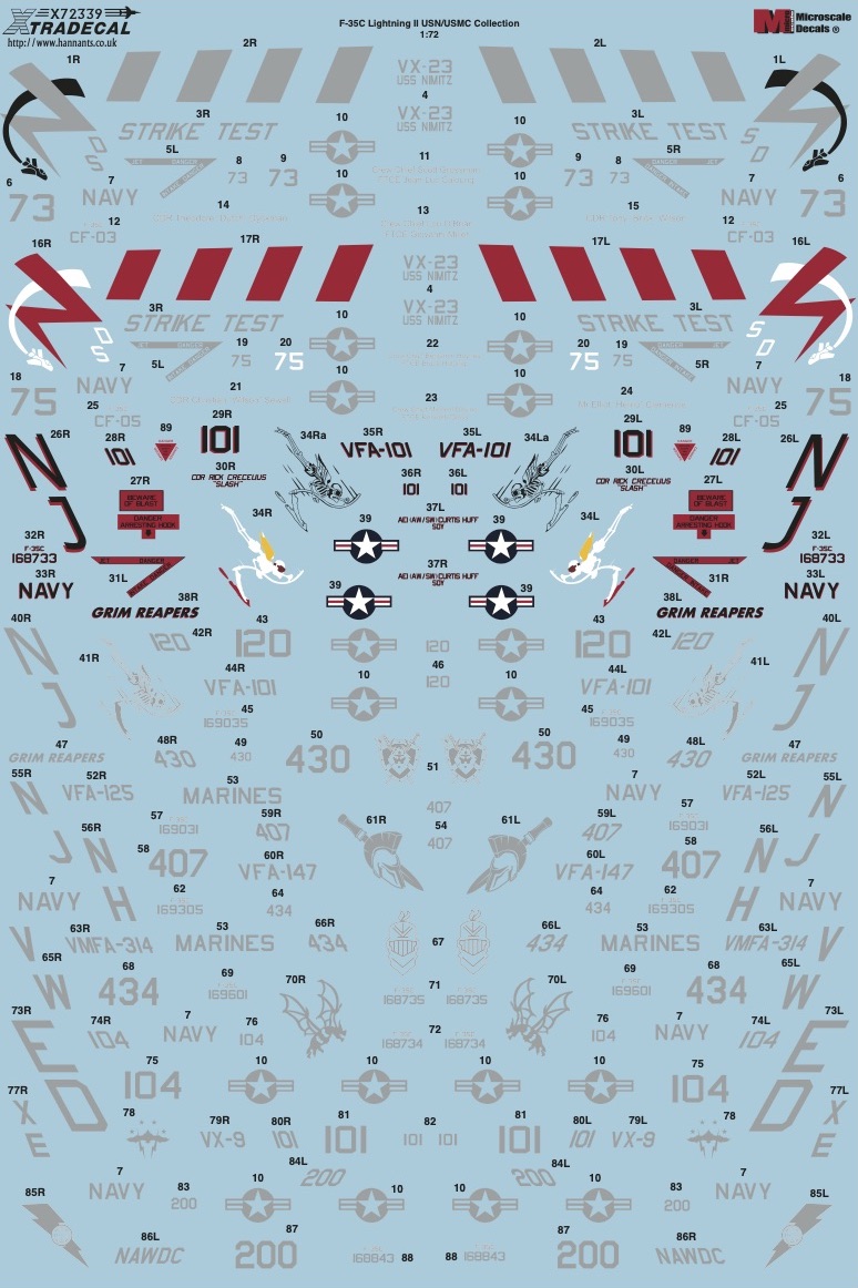 1/72 Lockheed-Martin F-35C Lightning II - Xtradecal - Decalcomanie aerei 1/72